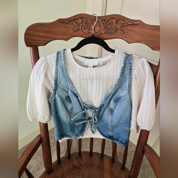 Topshop | Tops | Western Edit Bundle Xs S White And Blue Denim Coastal ...